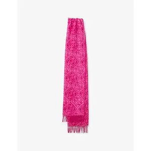 Loewe Anagram Wool And Cashmere Scarf - Fuchsia