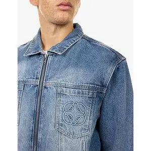 BELIER Logo-embossed Zip-up Denim Jacket