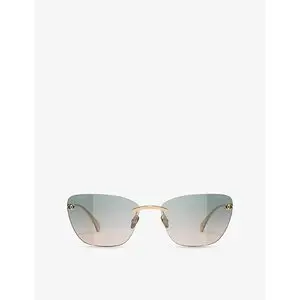 Chanel Cat Eye-frame Titanium Sunglasses - Gold