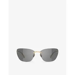Chanel Cat Eye Titanium Sunglasses - Gold