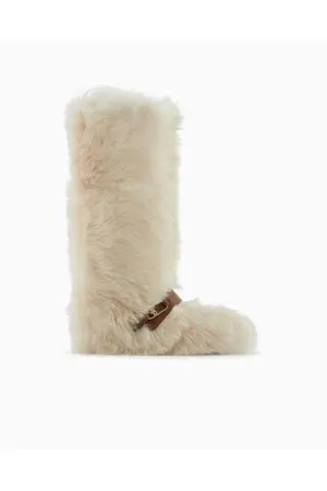 Giorgio Armani Neve Suede And Shearling Sheepskin Ankle Boots - Beige