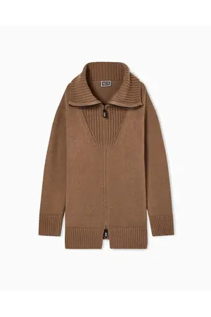 Giorgio Armani Neve Oversized Virgin Wool And Cashmere Cardigan - Brown