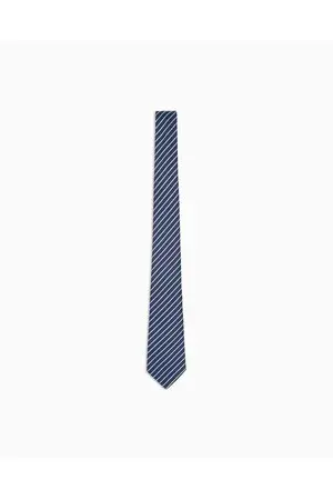 Giorgio Armani Silk And Cotton Jacquard Tie - Blue