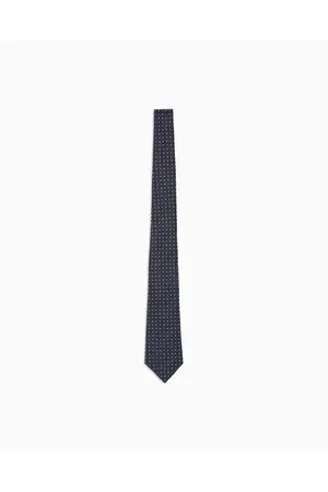 Giorgio Armani Pure Silk Polka-dot Jacquard Neck Tie - Blue
