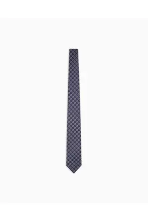 Giorgio Armani Jacquard Monogram Silk Neck Tie - Blue