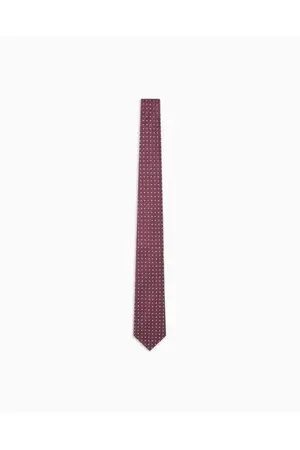Giorgio Armani Polka-dot Jacquard Standard Tie - Burgundy