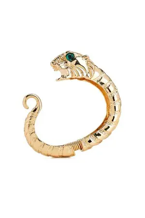 KENNETH JAY LANE Tiger Head Hinged Bracelet - Green