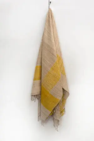 SUSTAINABLE THREADS Border Handwoven Silk Throw - Haldi