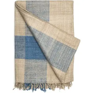 SUSTAINABLE THREADS Border Handwoven Silk Throw - Indigo