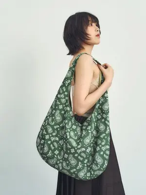 LOST PATTERN Paisley Cotton Hobo Shoulder Bag - Sagebrush Green
