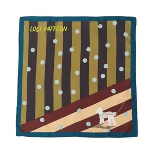 LOST PATTERN Pan Pan" Silk Bandana - Coffee