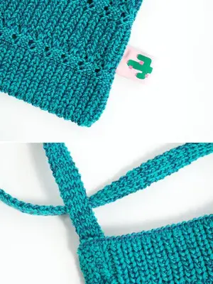 LOST PATTERN Cactus Crochet Crossbody Phone Bag - Turquoise
