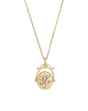 FABLE ENGLAND X Initial Xeranthemum Spinner Chain Necklace - Gold