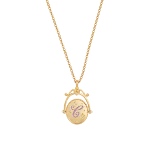 FABLE ENGLAND C Initial Cornflower Spinner Chain Necklace