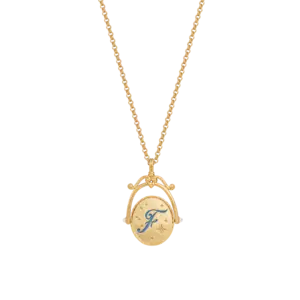 FABLE ENGLAND Initial Forget-me-not Spinner Chain Necklace - Gold