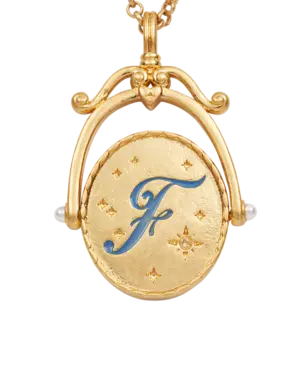 FABLE ENGLAND Initial Forget-me-not Spinner Chain Necklace