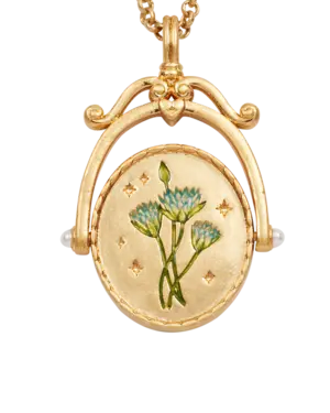 FABLE ENGLAND W Initial Water Lily Spinner Chain Necklace