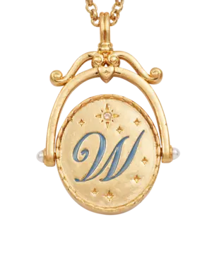FABLE ENGLAND W Initial Water Lily Spinner Chain Necklace