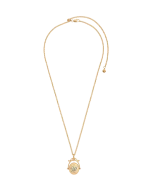 FABLE ENGLAND W Initial Water Lily Spinner Chain Necklace