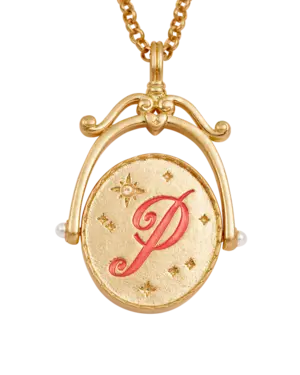 FABLE ENGLAND P Initial Peony Spinner Chain Necklace