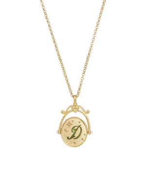 FABLE ENGLAND D Initial Daisy Spinner Chain Necklace - Gold