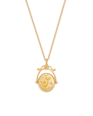 FABLE ENGLAND S Initial Sunflower Spinner Chain Necklace - Gold