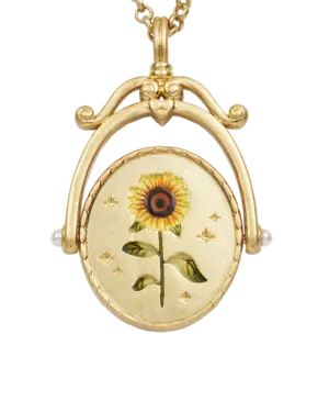 FABLE ENGLAND S Initial Sunflower Spinner Chain Necklace