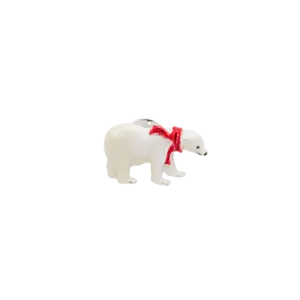 FABLE ENGLAND Polar Bear Enamel Brooch - Silver