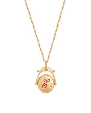 FABLE ENGLAND E Initial Echinacea Spinner Chain Necklace - Gold