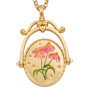 FABLE ENGLAND E Initial Echinacea Spinner Chain Necklace