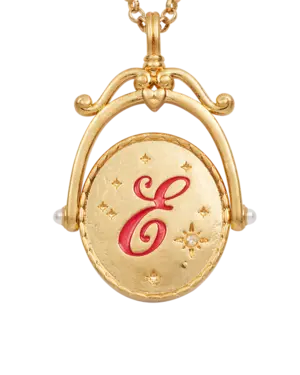 FABLE ENGLAND E Initial Echinacea Spinner Chain Necklace