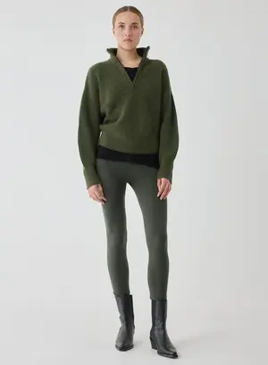 Majestic Filatures Merino Rib Half Zip Mock Neck