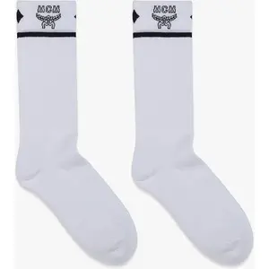 Mcm Logo Jacquard Socks - White