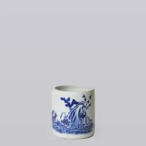 COBALT GUILD Tiny Porcelain Shepherd Cachepot - Blue + White
