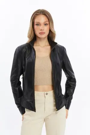 FURNIQ UK Blythe Leather Jacket - Black