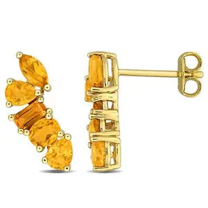 JULIANNA B. Gemstone Multi-cut Drop Earrings Sterling Silver - Citrine/plated-silver