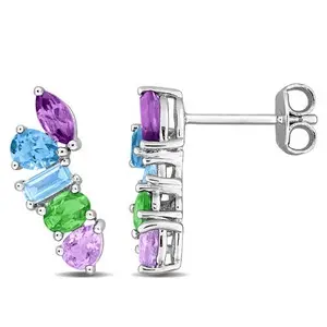 JULIANNA B. Gemstone Multi-cut Drop Earrings Sterling Silver - Multi/sterling Silver