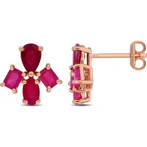JULIANNA B. Floral Cluster Stud Earrings - Ruby