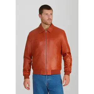 FURNIQ UK Leather Bomber Jacket - Whiskey