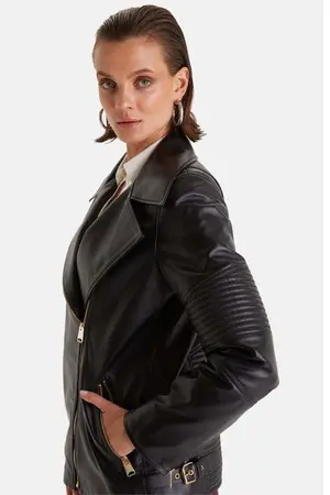 FURNIQ UK Leather Biker Jacket