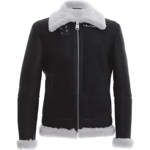 FURNIQ UK Rupert Suede Shearling Aviator Jacket