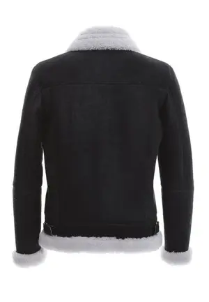 FURNIQ UK Rupert Suede Shearling Aviator Jacket