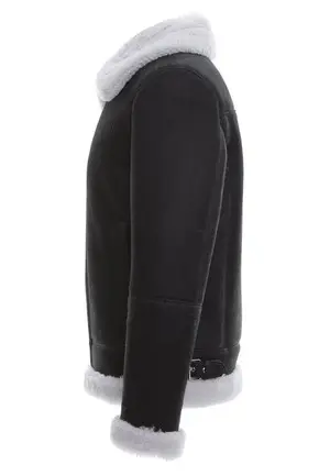 FURNIQ UK Rupert Suede Shearling Aviator Jacket