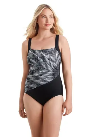 SHAPESOLVER SPORT Squareneck One-piece Swimsuit - Side Fusion