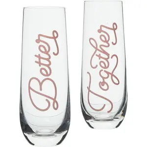 TOTALEE GIFT Better/together Champagne Glass Set Of 2 Glass 18 Oz - Clear