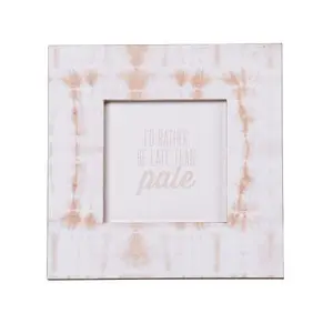 Totalee Gift Neutral Tie Dye Square Mdf Frame Wood - White