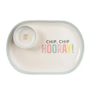 TOTALEE GIFT Dip/hooray Platter & Bowl Set Of 2 Ceramic - Blue
