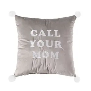 Totalee Gift Call Your Mom Velvet Pillow Polyester - Grey