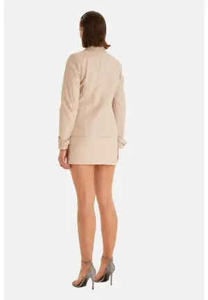 FURNIQ UK Leather Safari Jacket - Beige