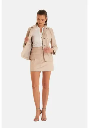 FURNIQ UK Leather Safari Jacket - Beige